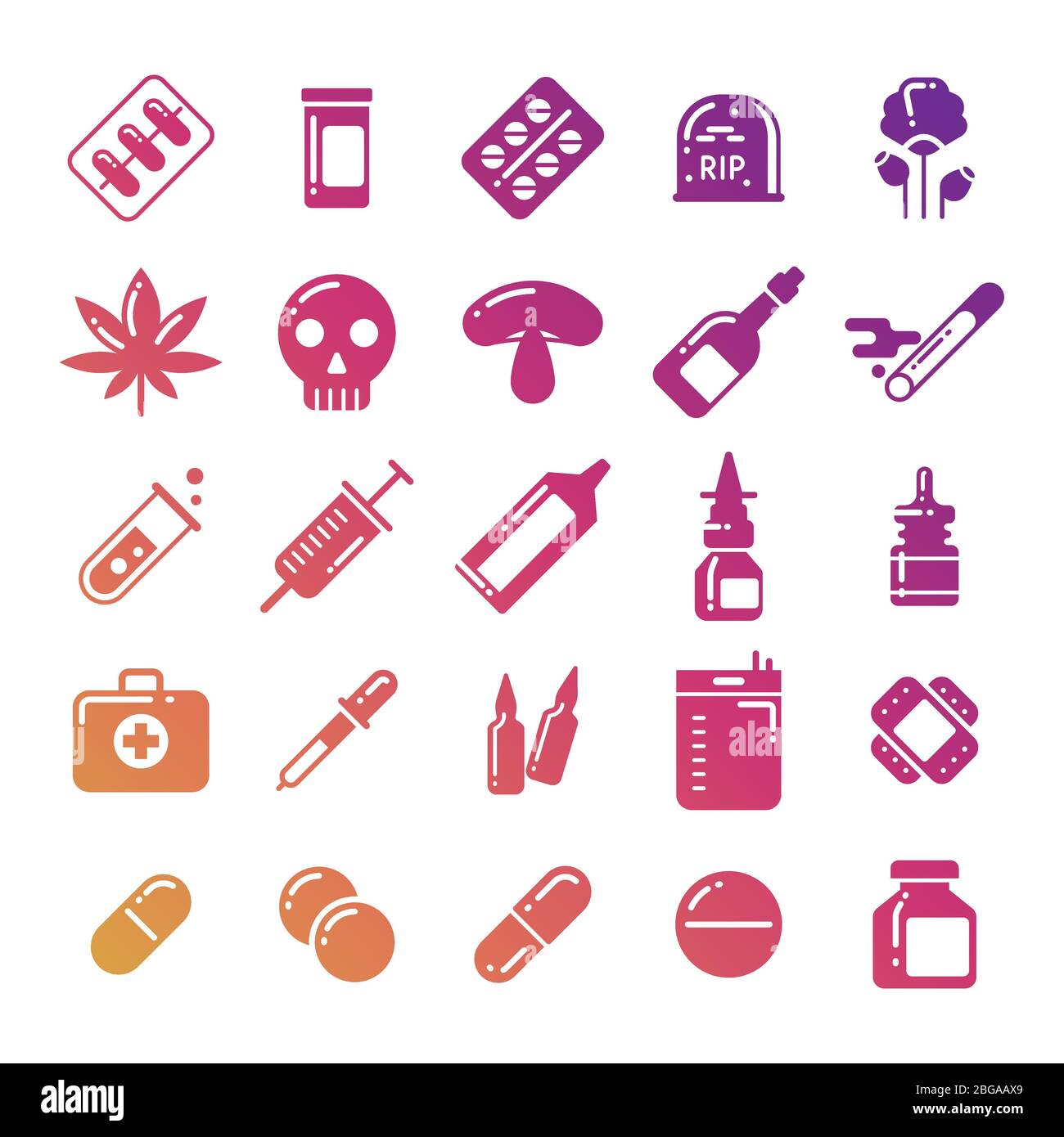 Bright medicine silhouette icons set - drugs pills accessories. Vector ...