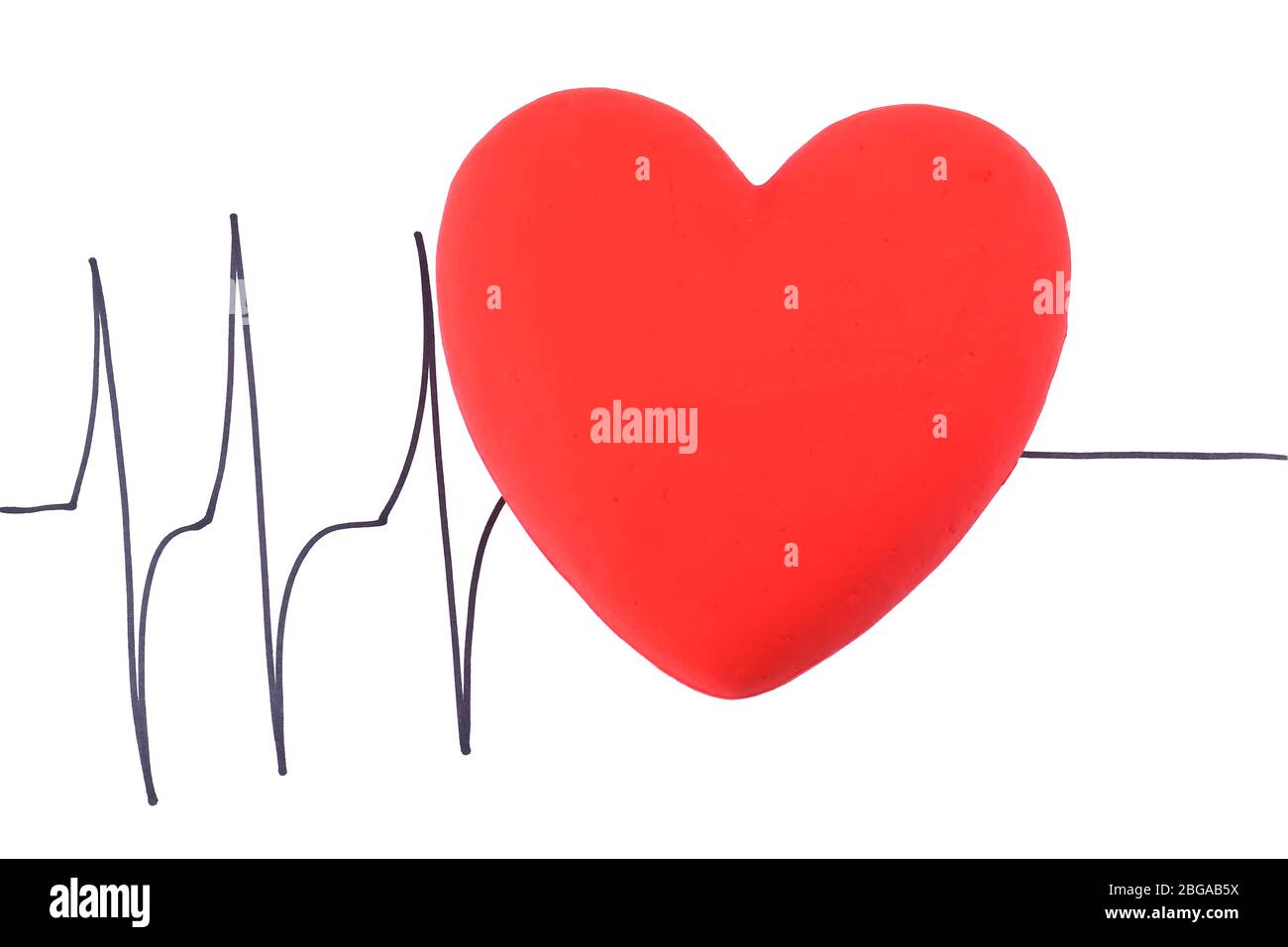 Heart on cardiogram background, isolated on white Stock Photo - Alamy