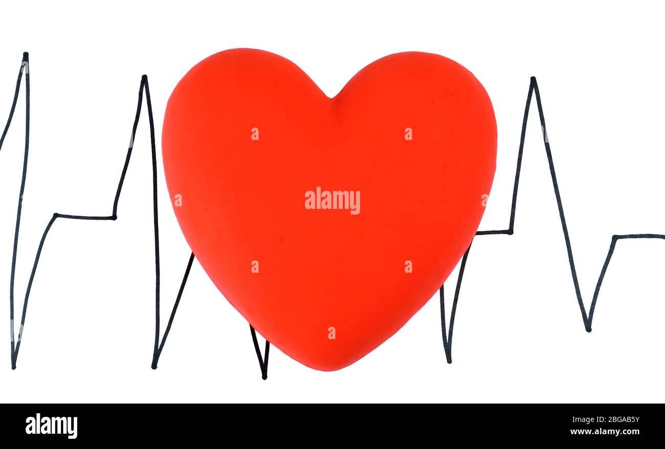 Heart on cardiogram background, isolated on white Stock Photo - Alamy