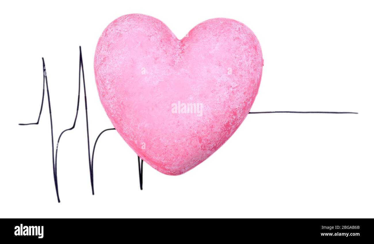 Heart on cardiogram background, isolated on white Stock Photo - Alamy