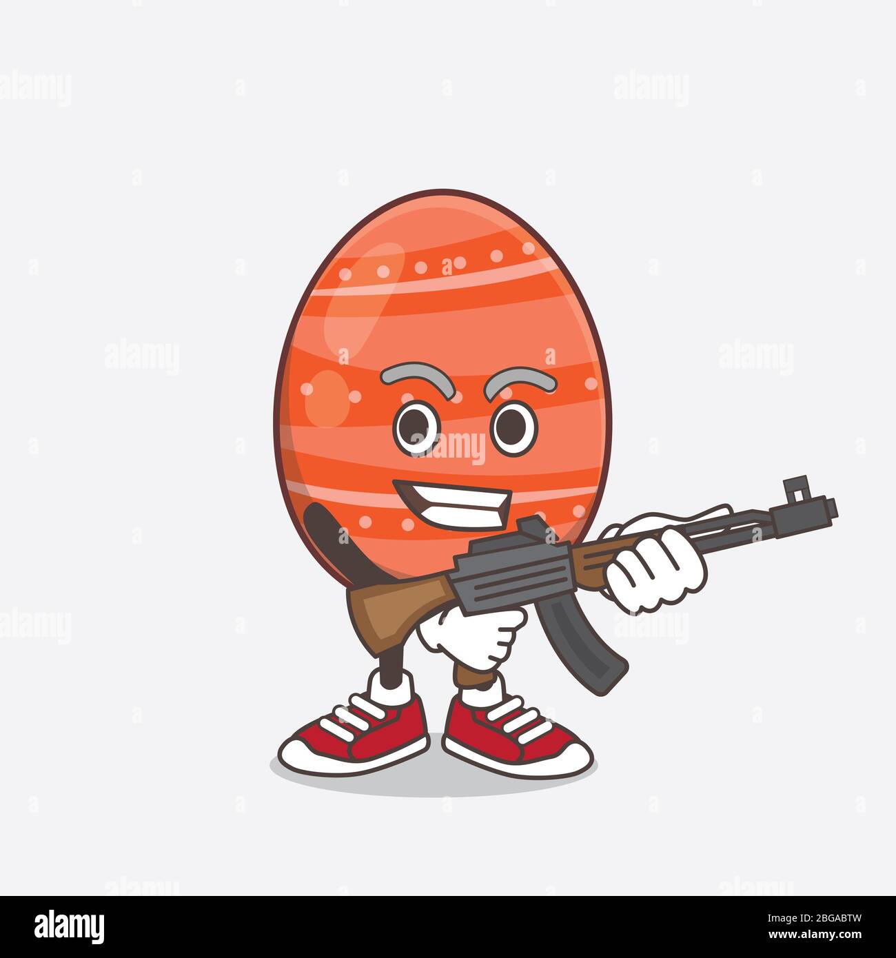 An illustration of Easter Egg cartoon mascot character with assault ...