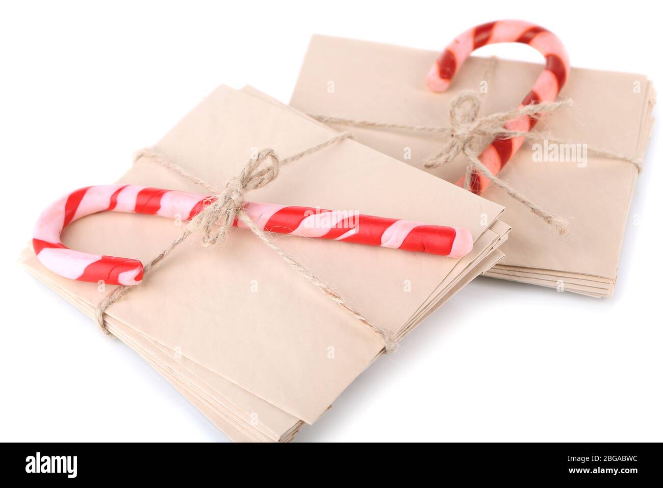 Christmas candy canes and letters for Santa, isolated on white Stock ...