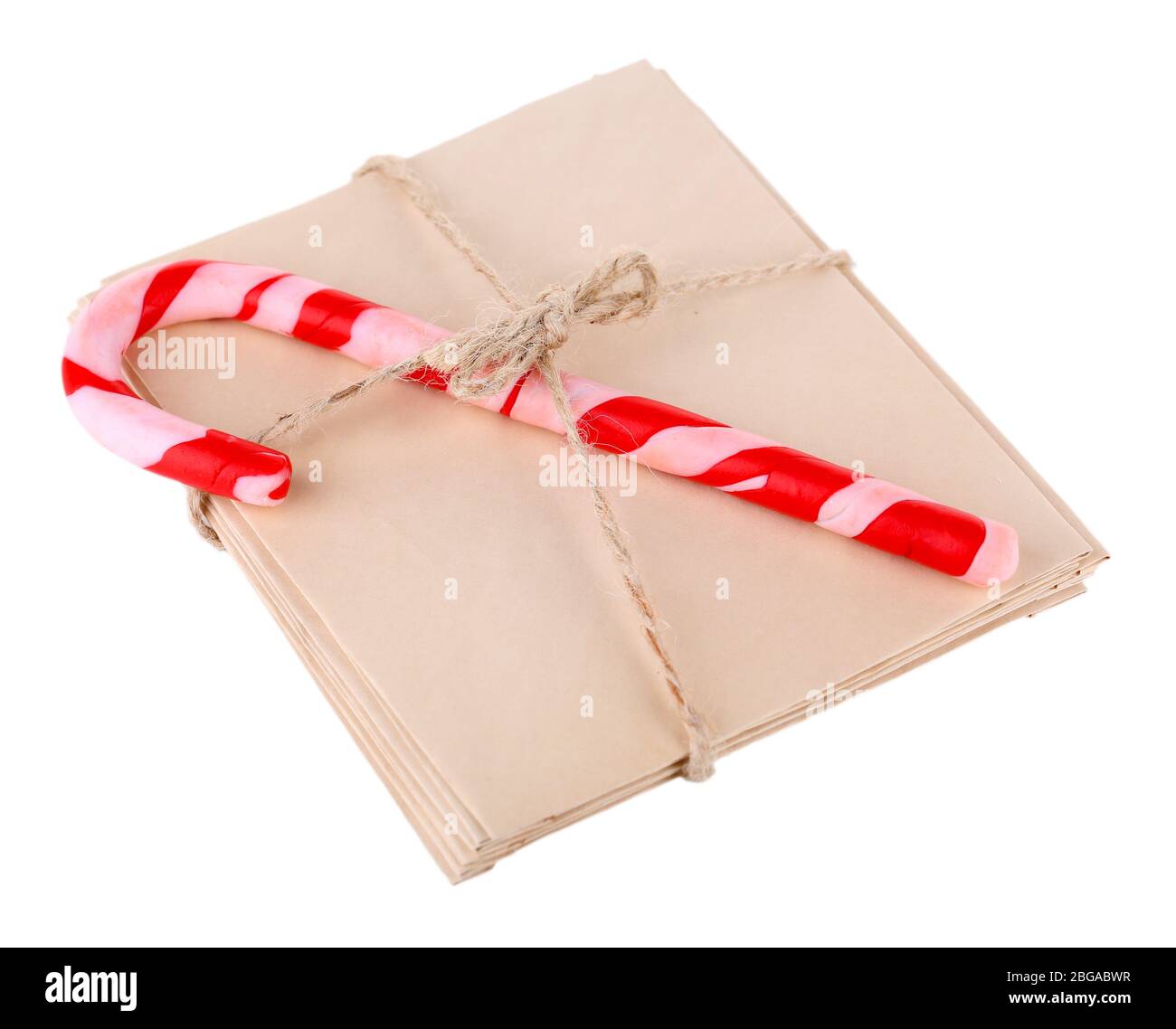 Christmas candy cane and letters for Santa, isolated on white Stock ...