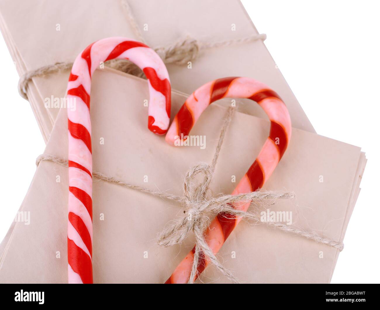 Christmas candy canes and letters for Santa, isolated on white Stock ...