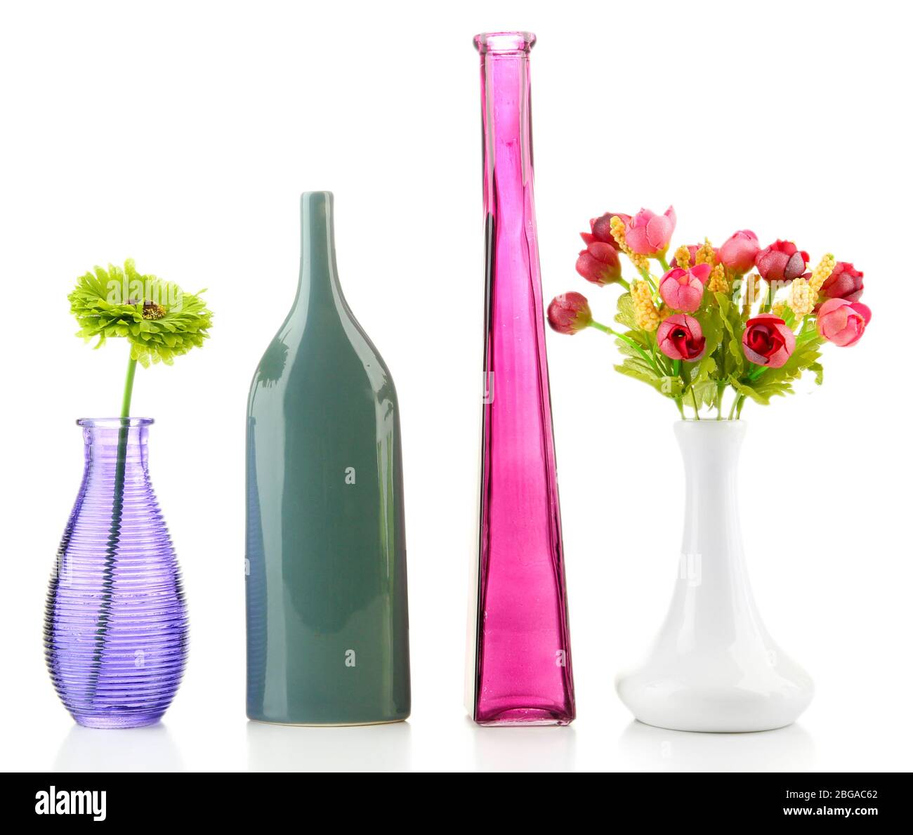 Different decorative vases isolated on white Stock Photo - Alamy