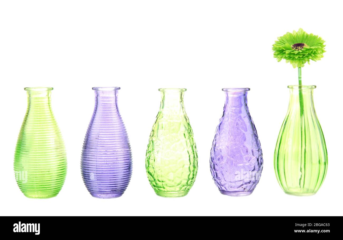 Different decorative vases isolated on white Stock Photo - Alamy