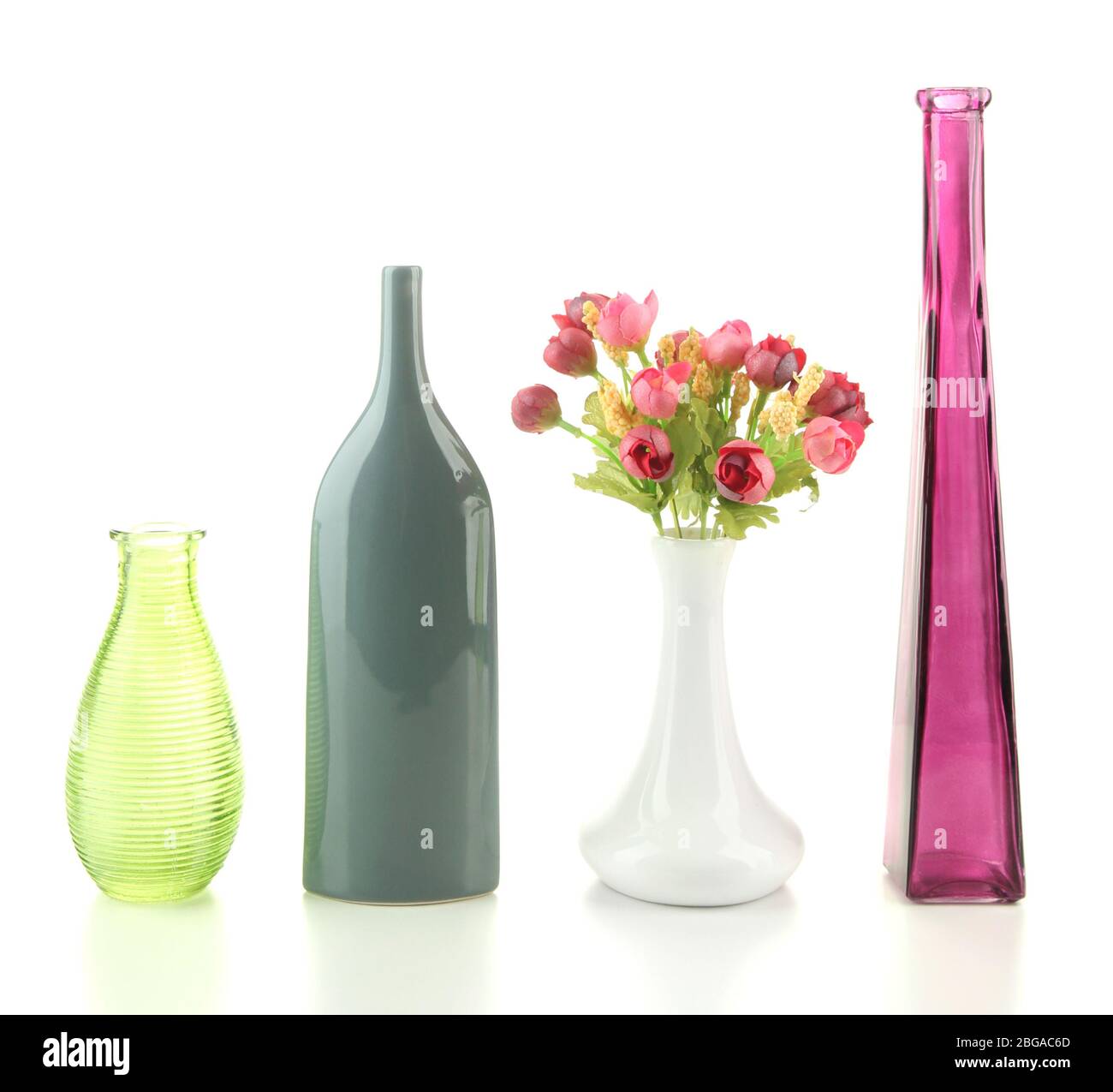 Different decorative vases isolated on white Stock Photo - Alamy