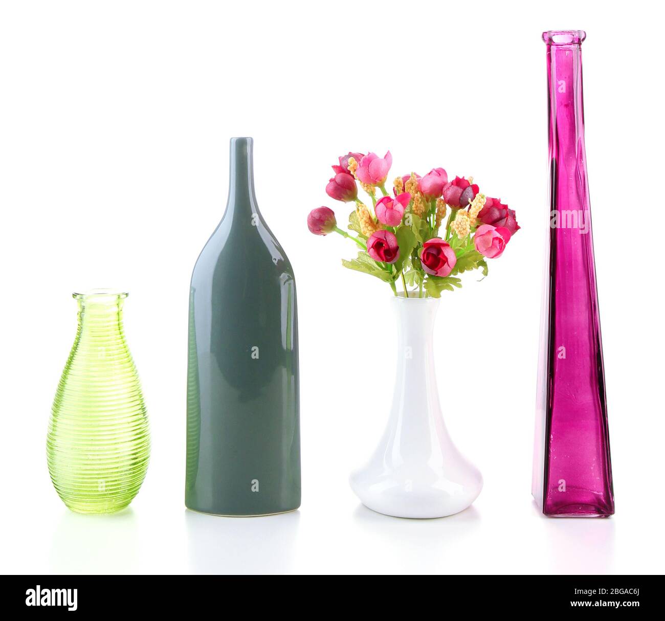 Different decorative vases isolated on white Stock Photo - Alamy