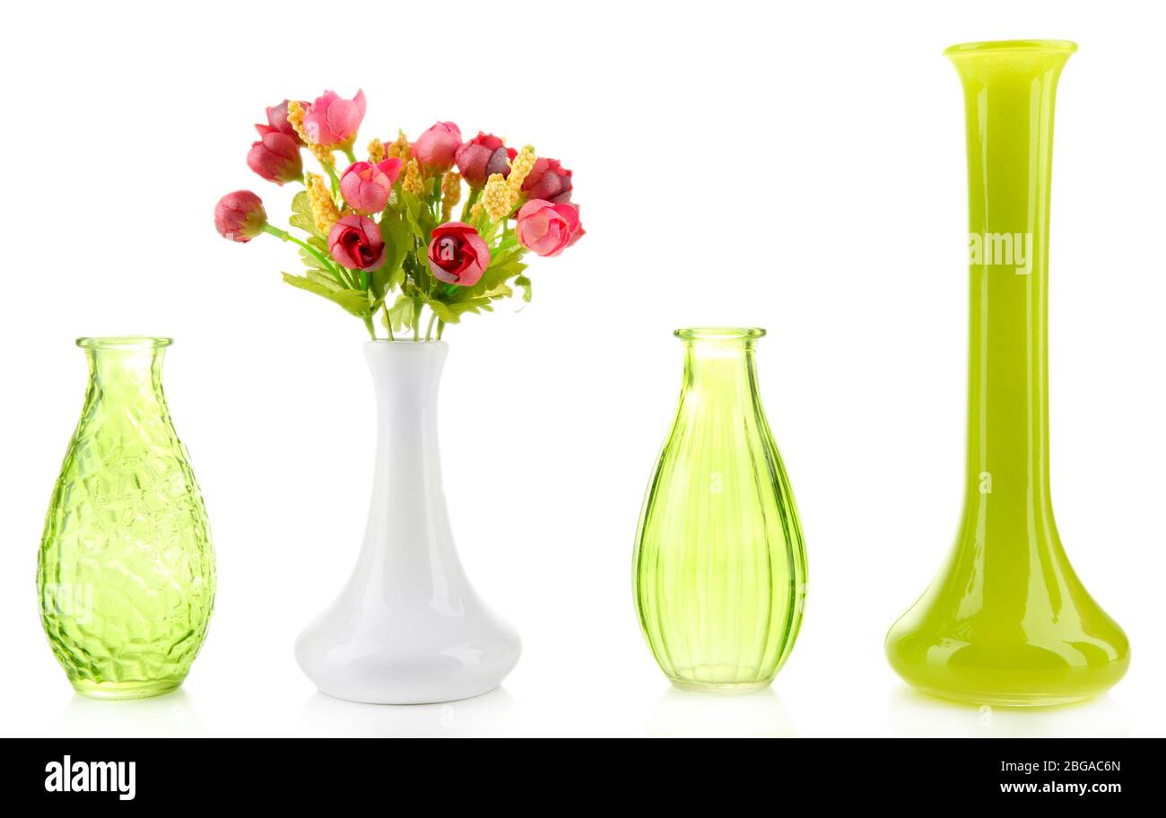 Different decorative vases isolated on white Stock Photo - Alamy