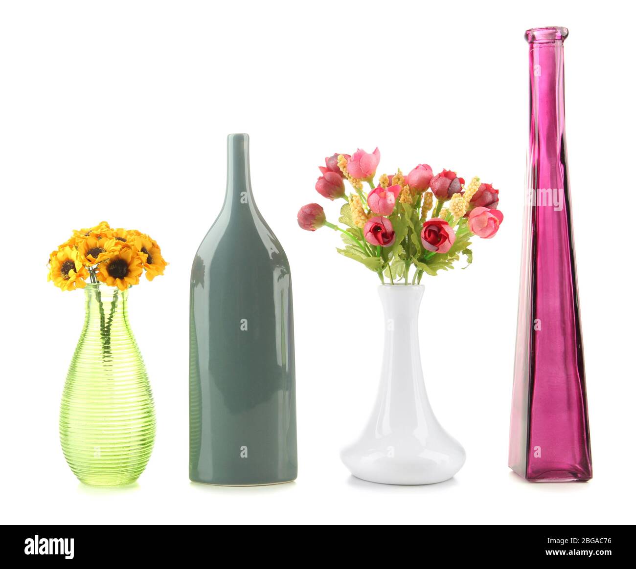 Different decorative vases isolated on white Stock Photo - Alamy