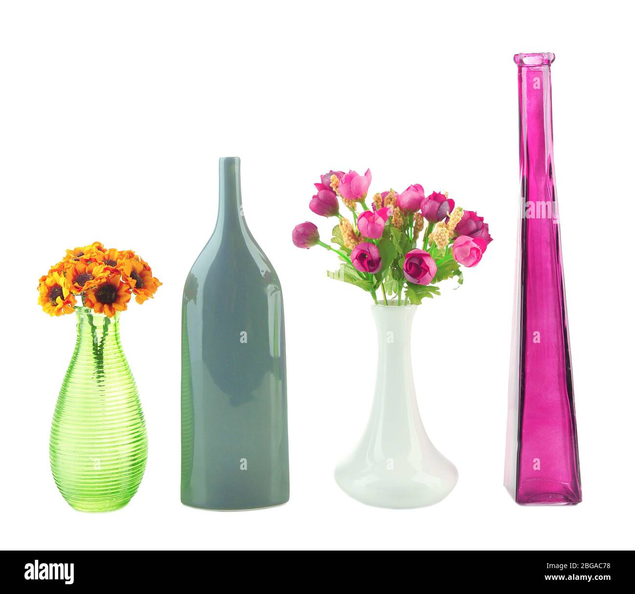Different decorative vases isolated on white Stock Photo - Alamy