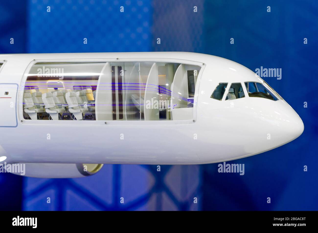 Airplane in the section of the nose part and cockpit Stock Photo - Alamy