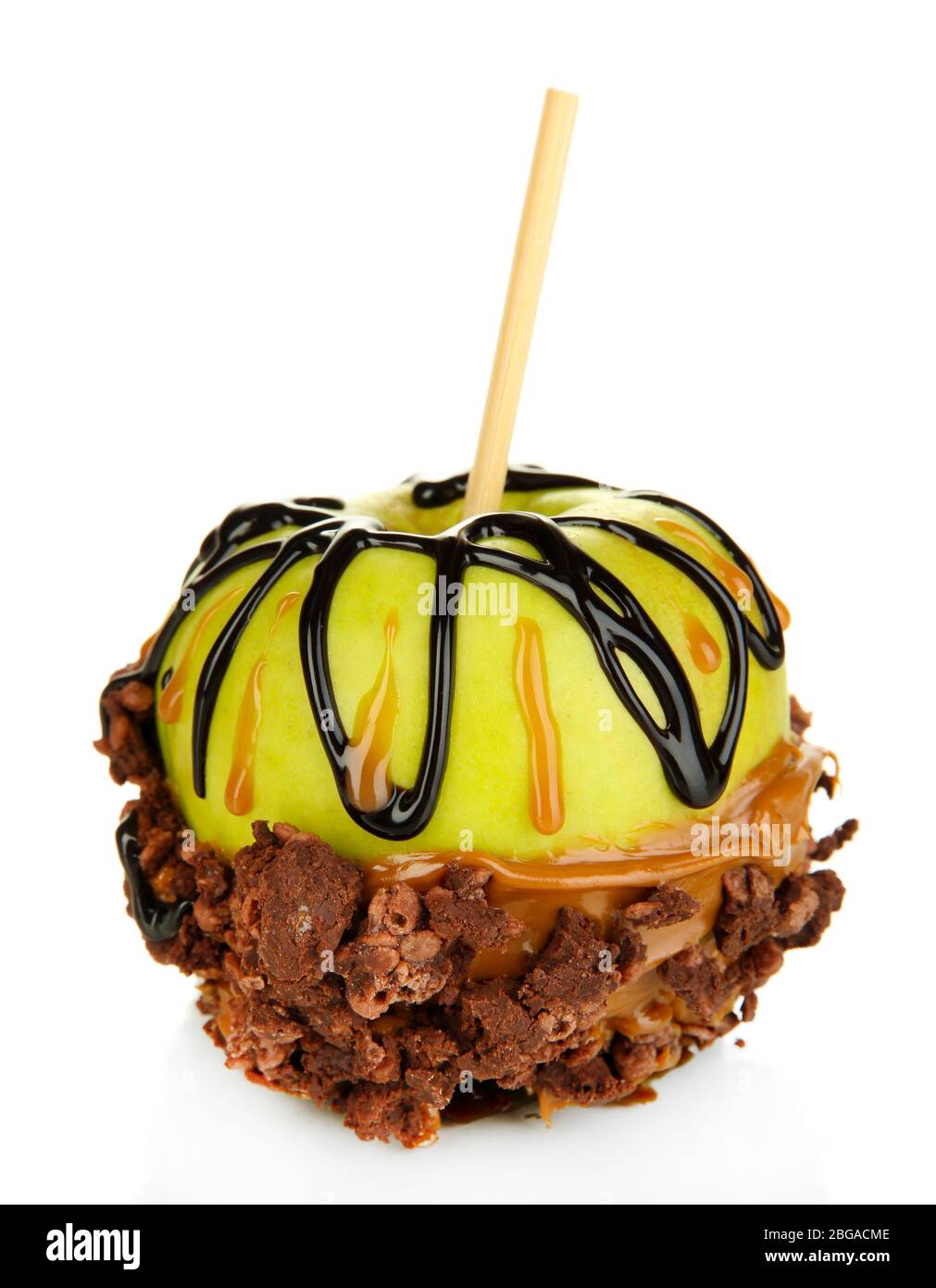Candied apple on stick isolated on white Stock Photo - Alamy