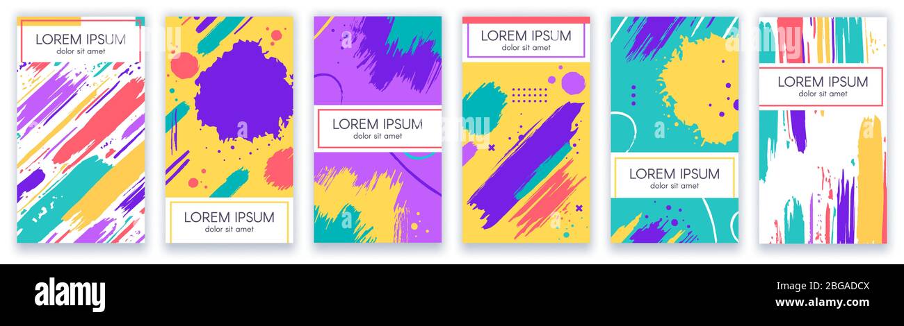 Textured brush art poster. Creative textured abstract frames, modern ...