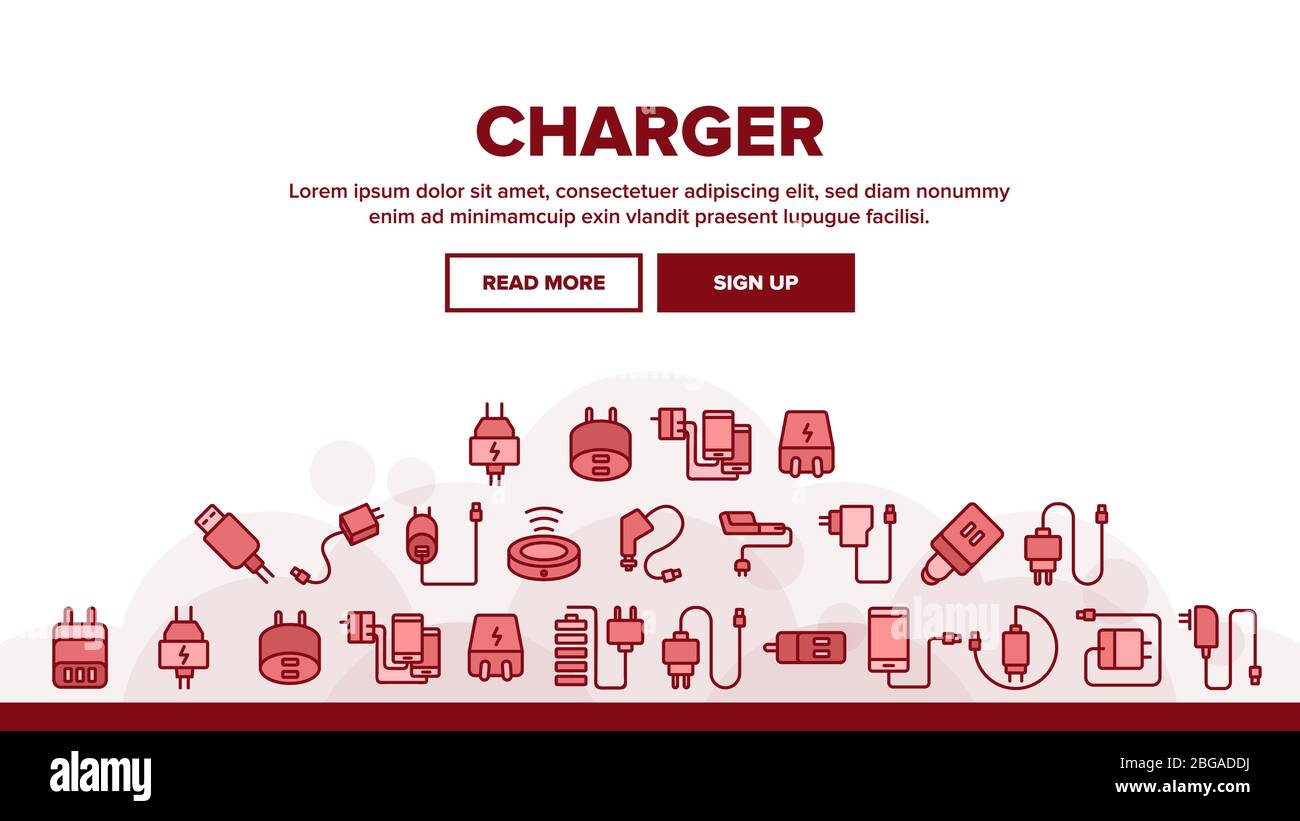 Charger Energy Device Landing Header Vector Stock Vector Image & Art ...