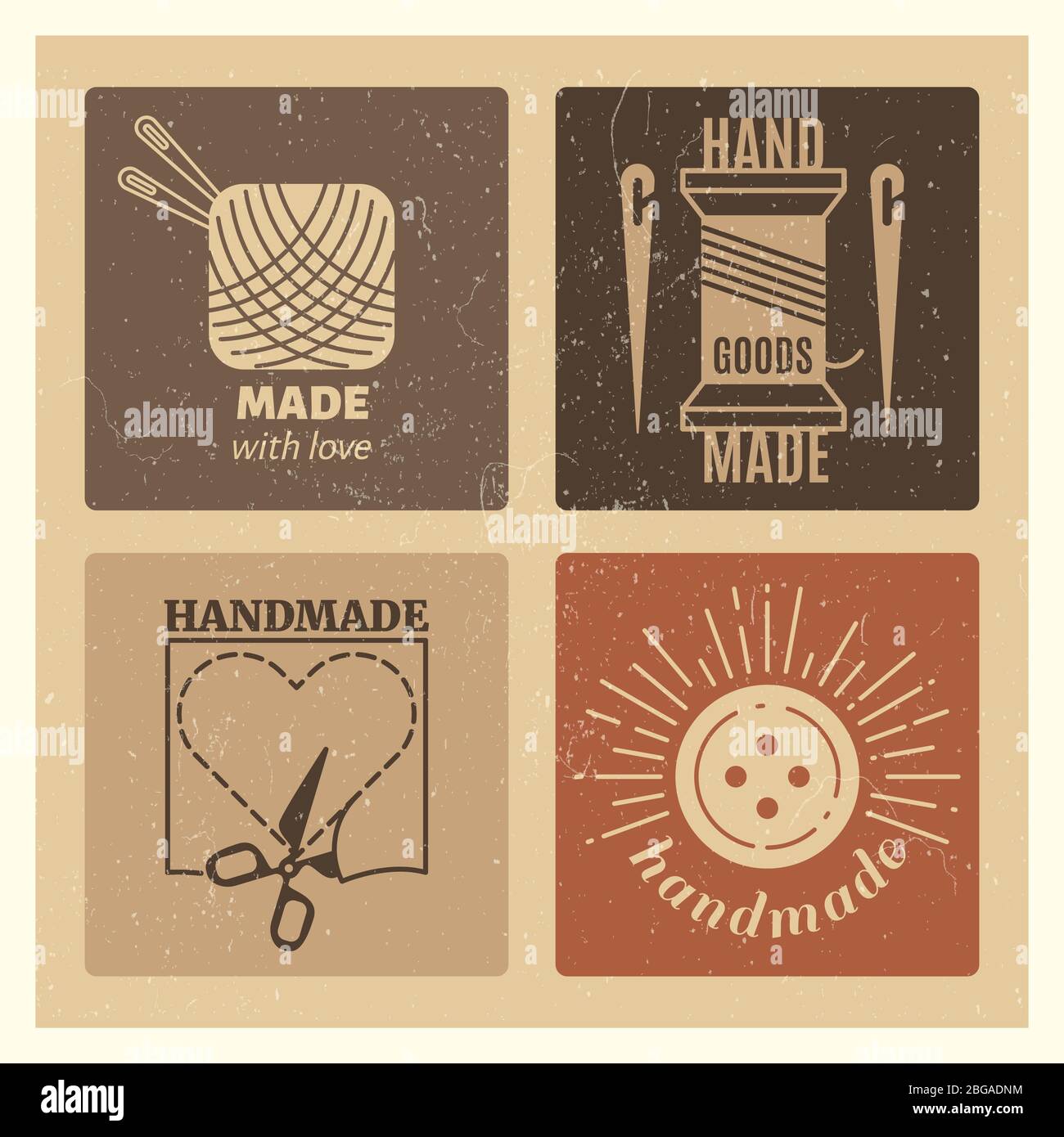 Hipster grunge handmade badges design - needlework vintage emblem set ...