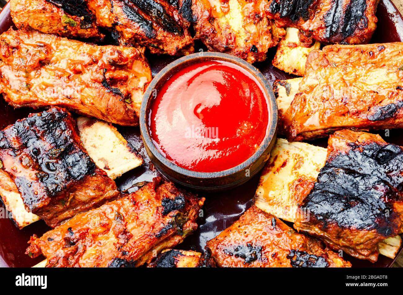 Delicious grilled veal ribs, fried beef ribs Stock Photo - Alamy