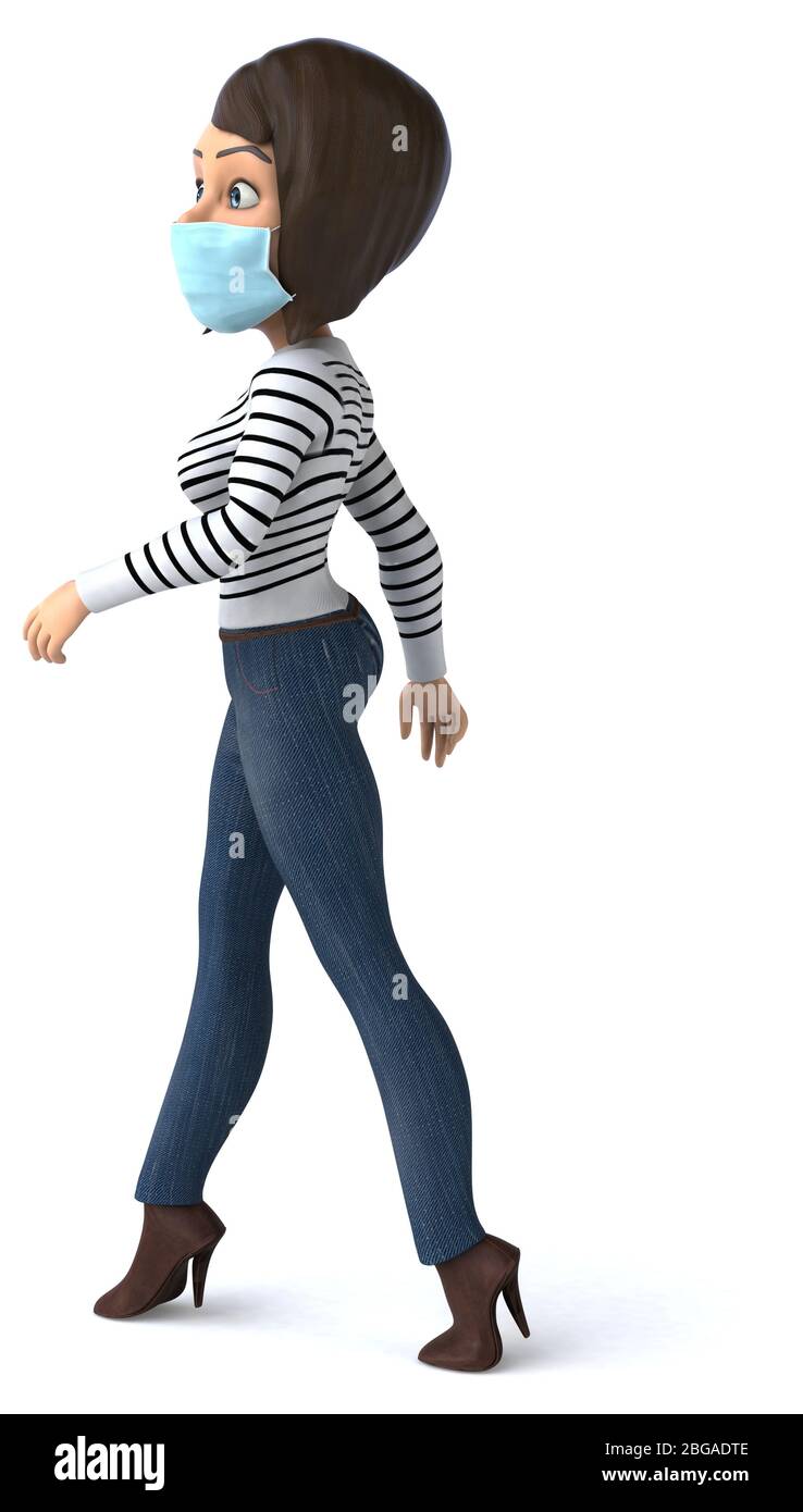 3D Illustration of a cartoon woman with a mask Stock Photo - Alamy