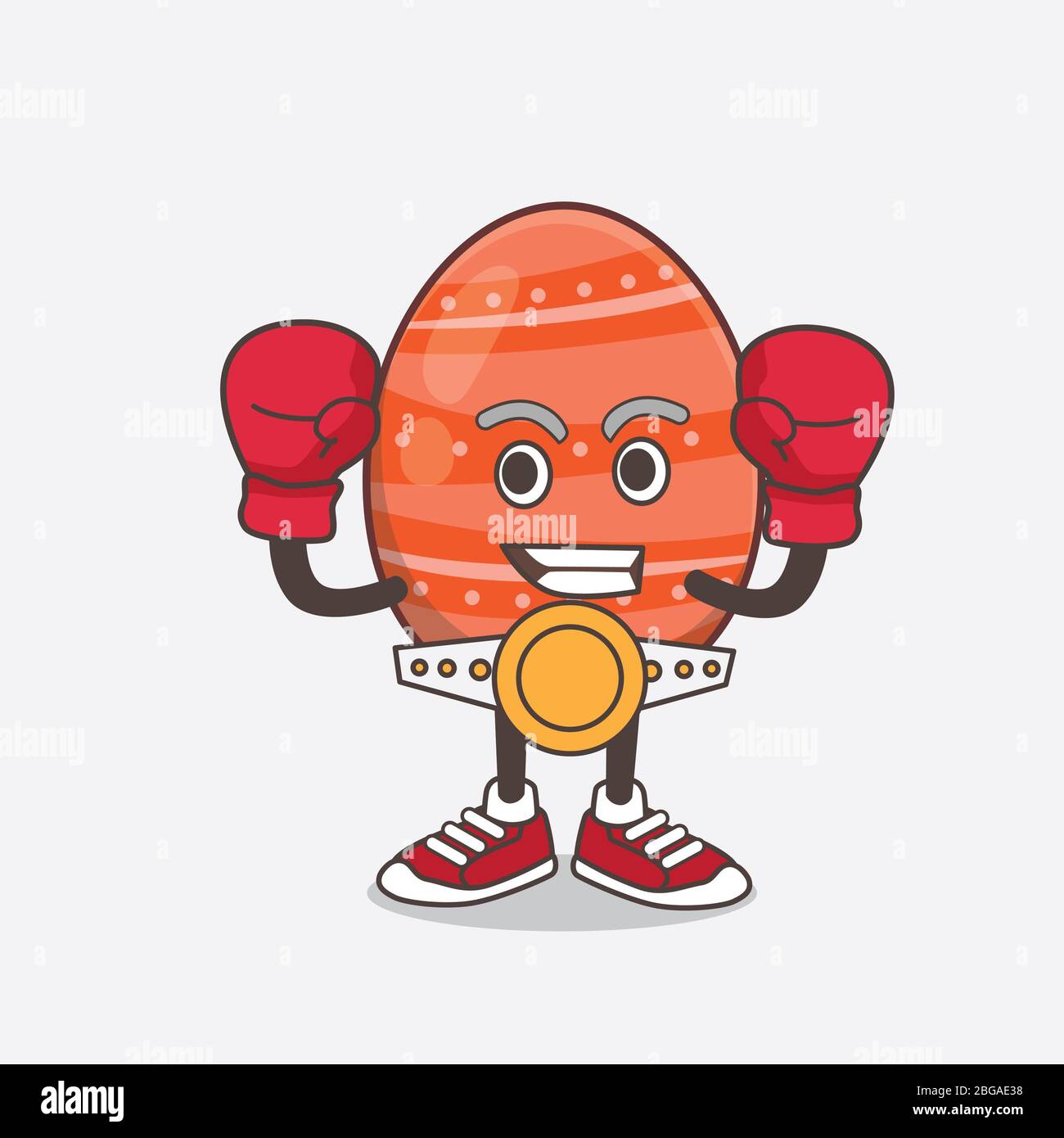 An illustration of Easter Egg cartoon mascot character in sporty boxing ...