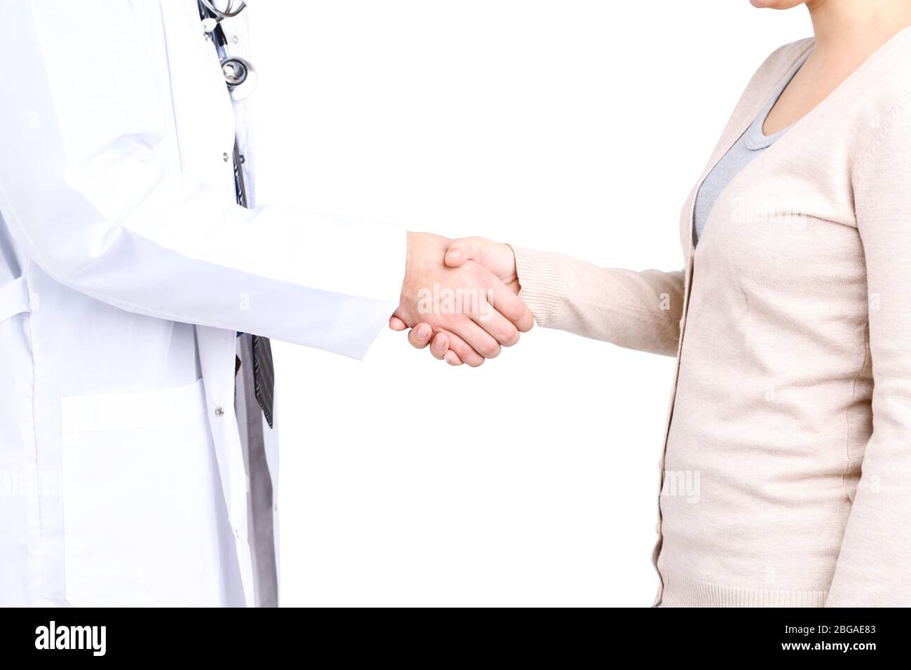 Doctor and patient, close-up, isolated on white background Stock Photo ...
