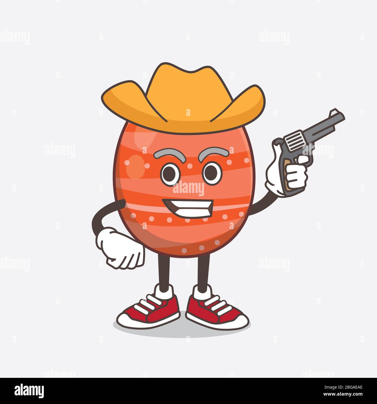 An illustration of Easter Egg cartoon mascot character holding gun ...