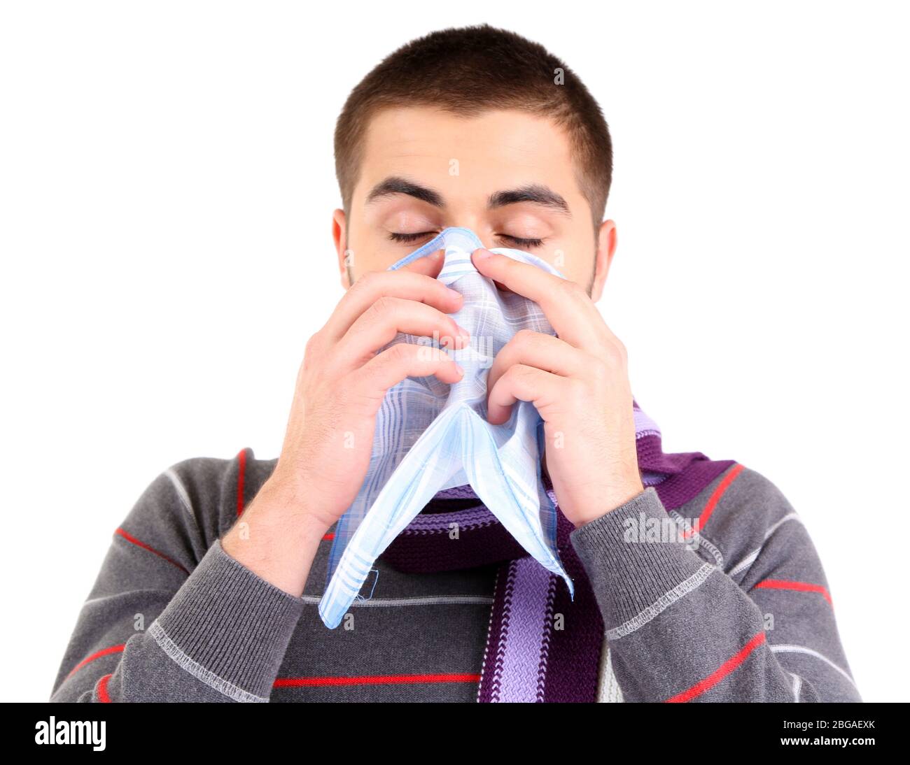 Sick young man, isolated on white Stock Photo - Alamy