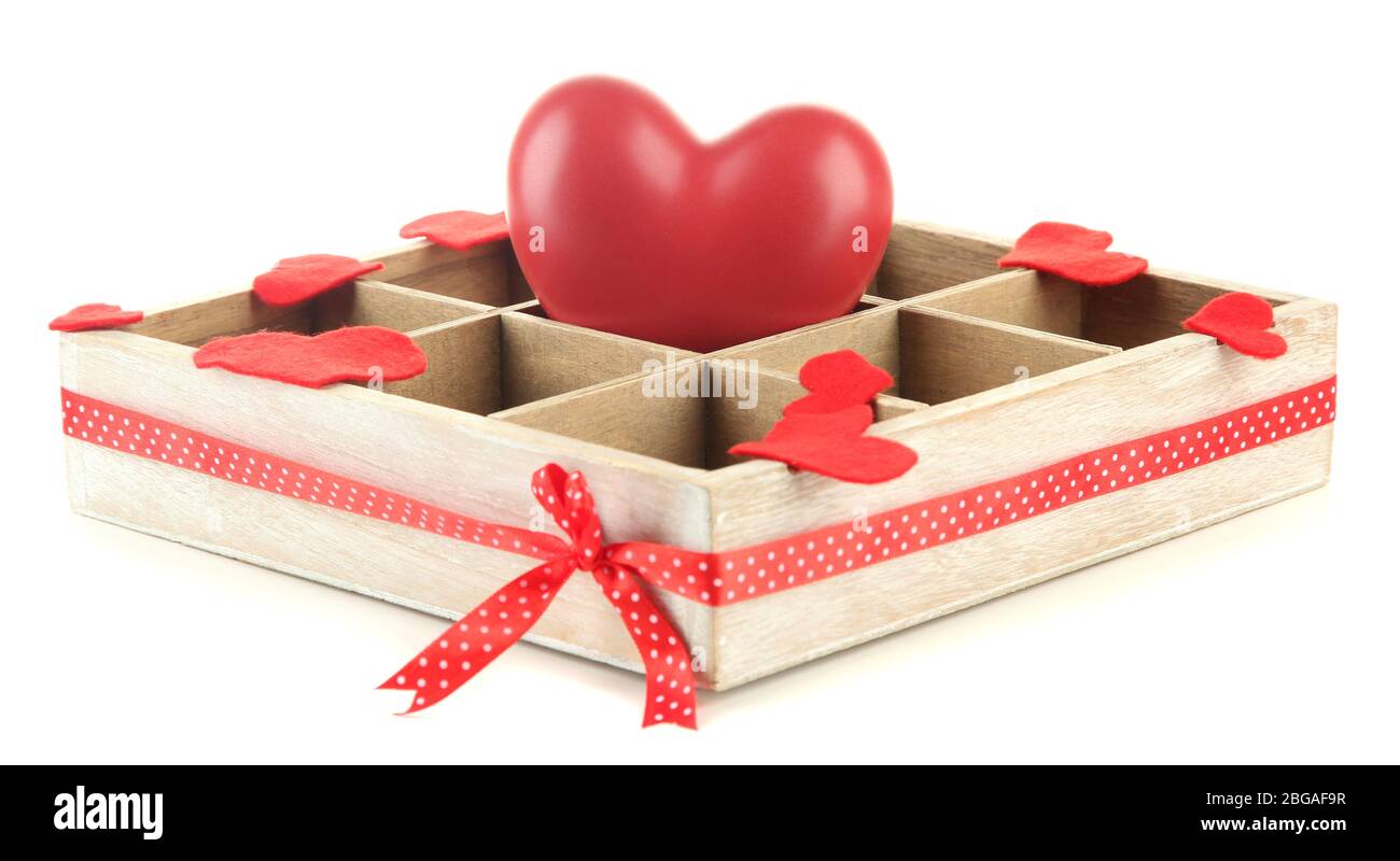Heart in wooden casket, isolated on white background Stock Photo - Alamy