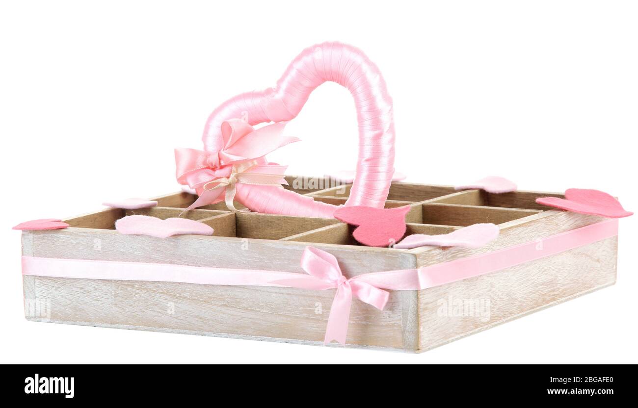 Heart in wooden casket, isolated on white background Stock Photo - Alamy