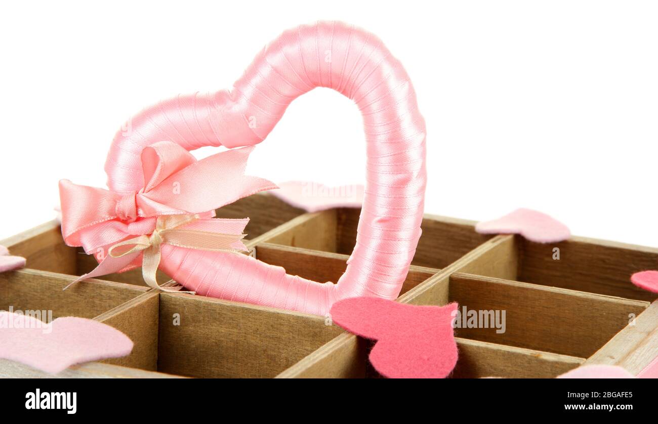 Heart in wooden casket, isolated on white background Stock Photo - Alamy