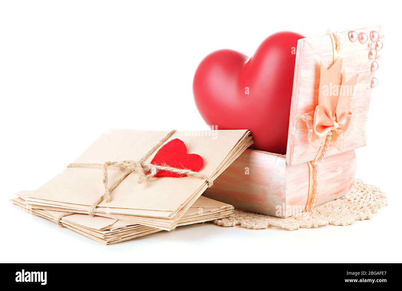 Heart in wooden casket, isolated on white background Stock Photo - Alamy