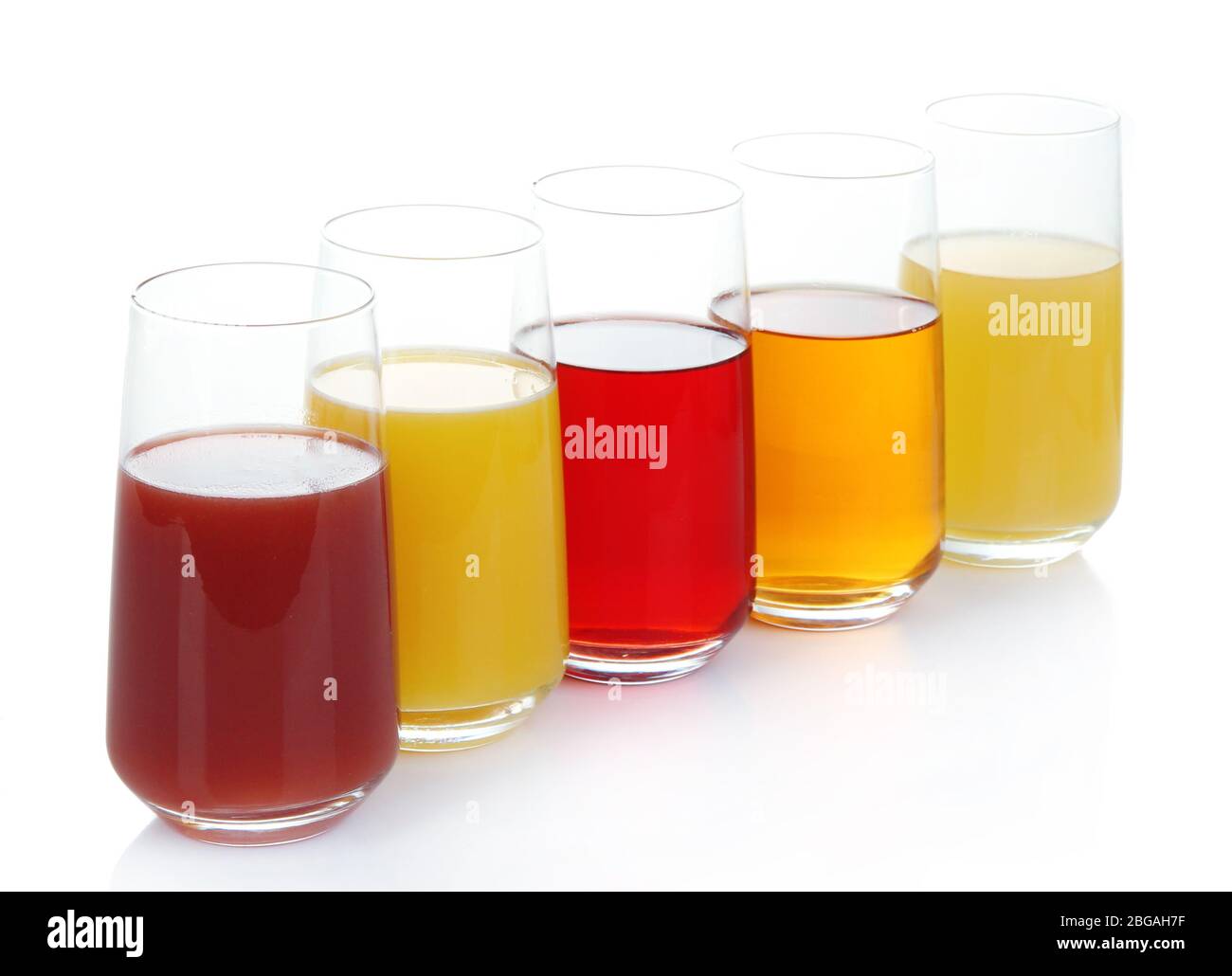 Variety of juices in glasses, isolated on white Stock Photo - Alamy