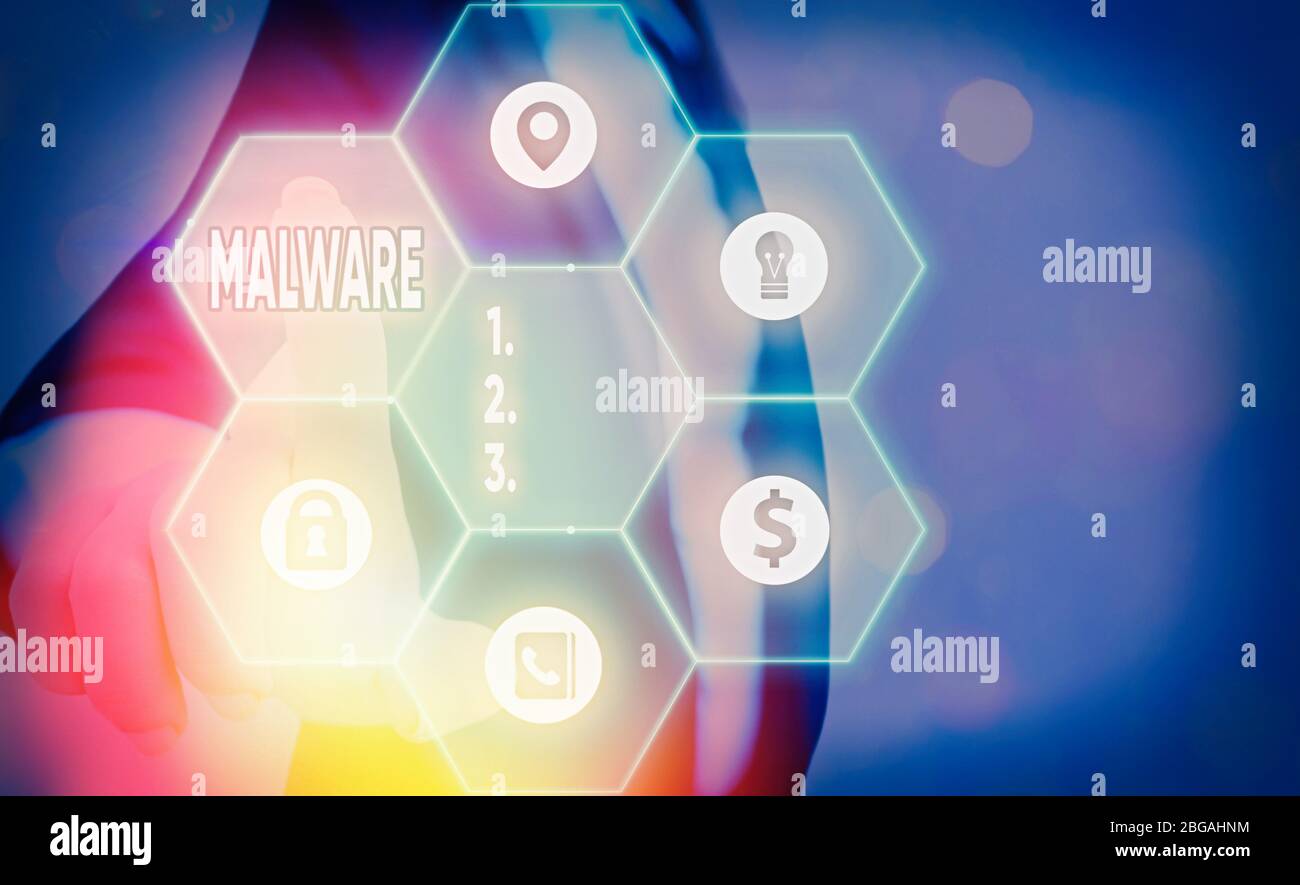 Conceptual hand writing showing Malware. Concept meaning malicious ...