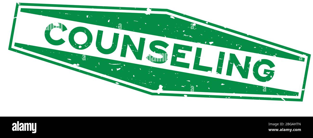 Grunge green counseling word hexagon rubber seal stamp on white ...