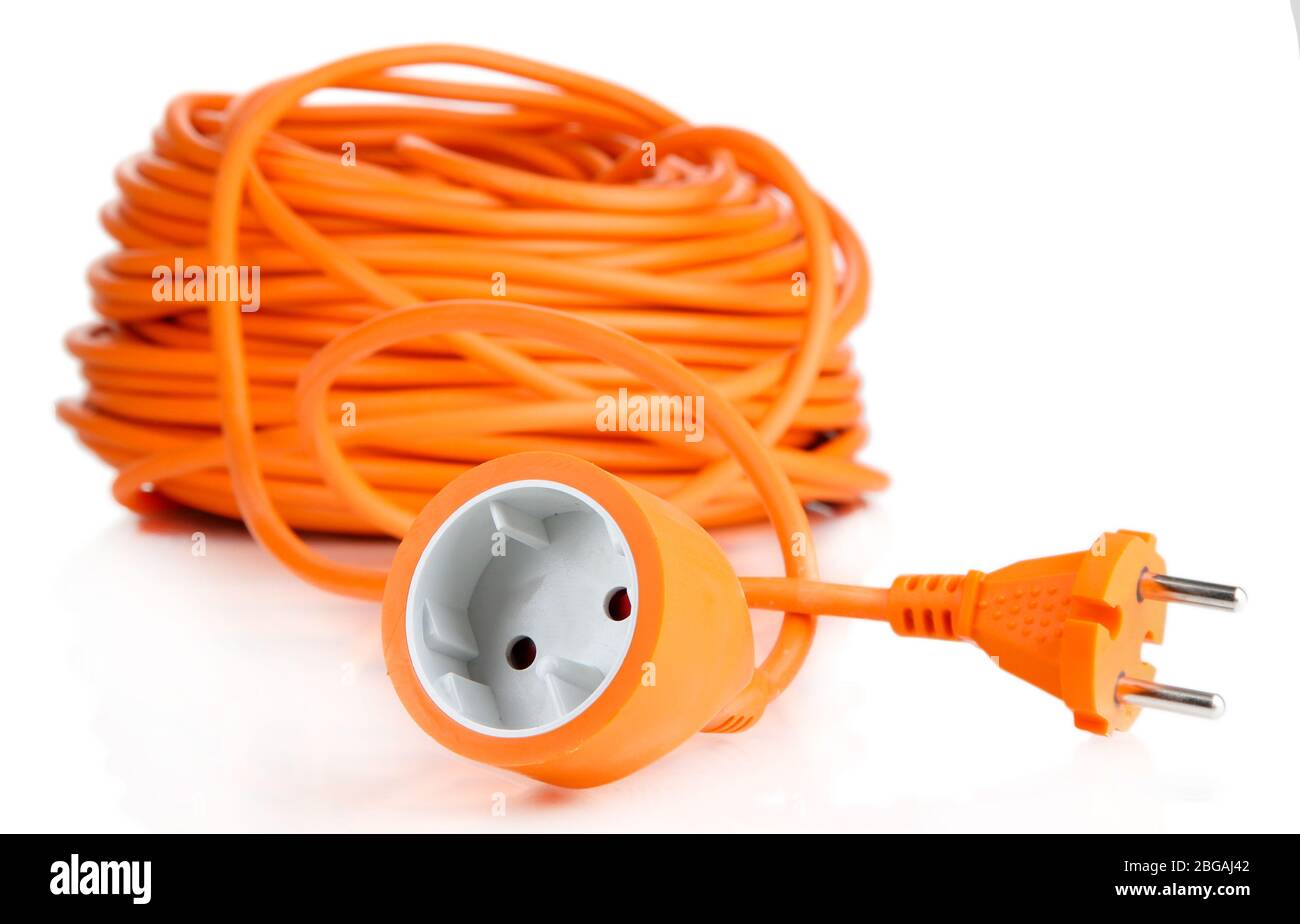 Extension cable isolated on white Stock Photo - Alamy