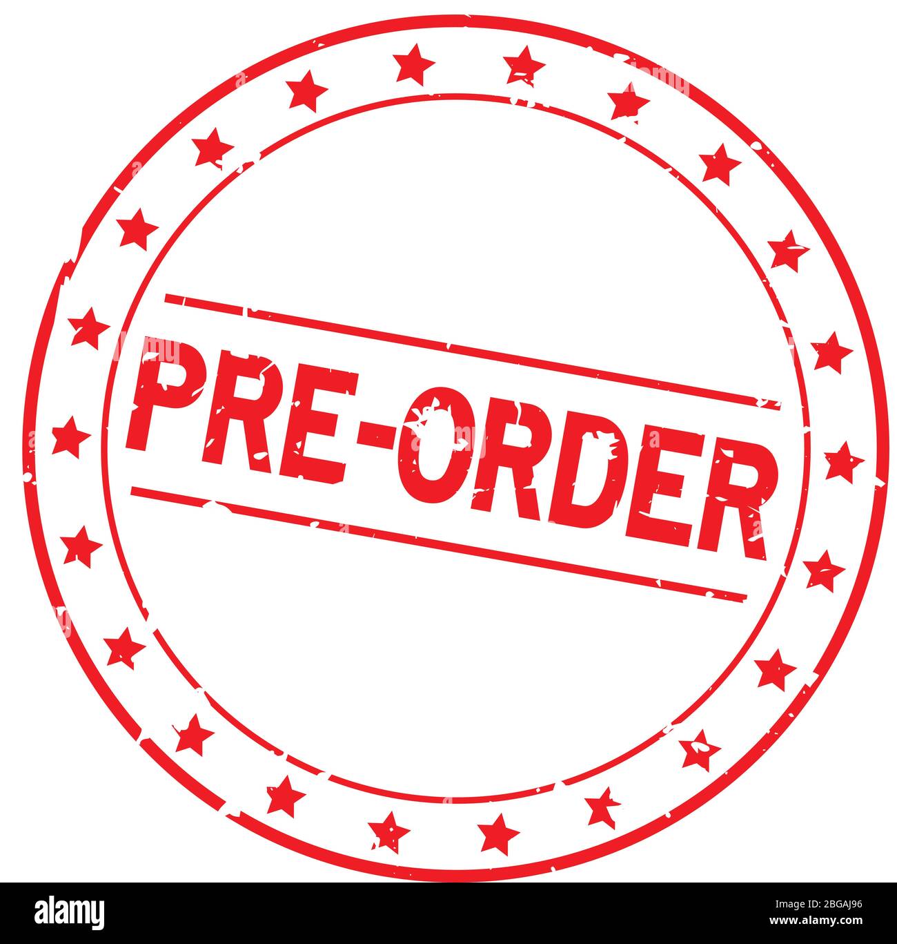 Grunge red pre order word with star icon round rubber seal stamp on ...