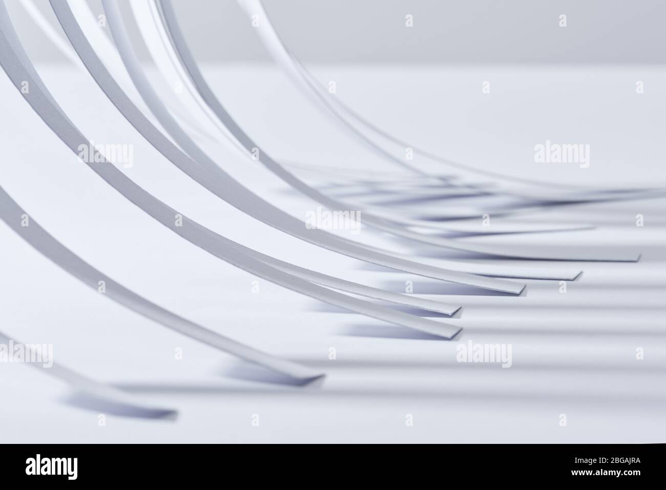 close up view of curved paper stripes on white surface Stock Photo - Alamy
