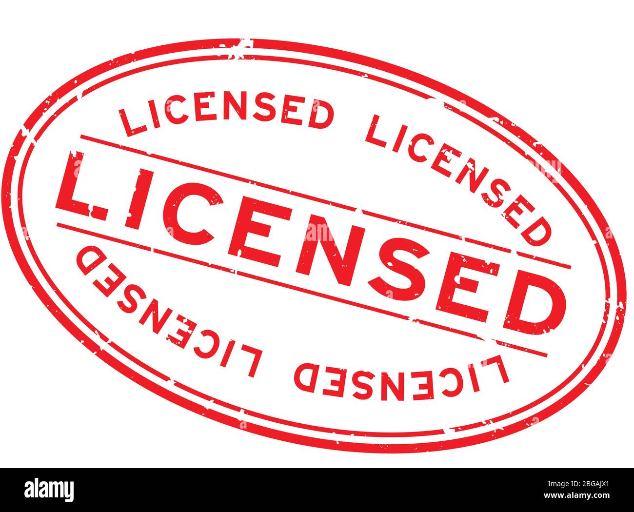 Grunge red licensed word oval rubber seal stamp on white background Stock Vector Image & Art - Alamy