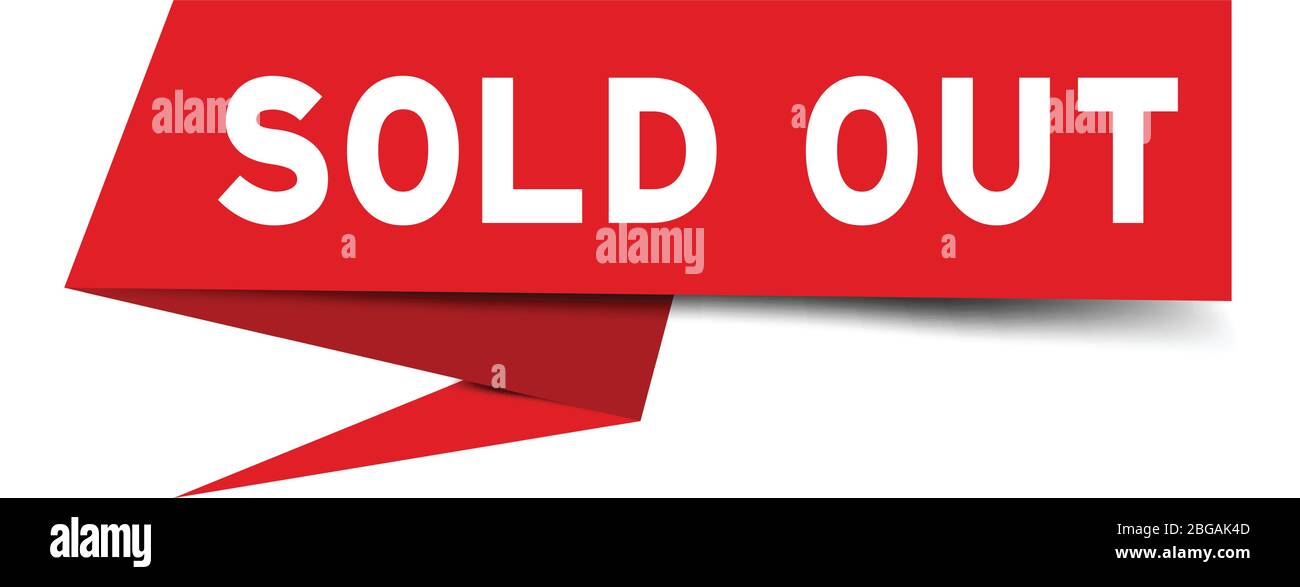 Red paper speech banner with word sold out on white background (Vector ...