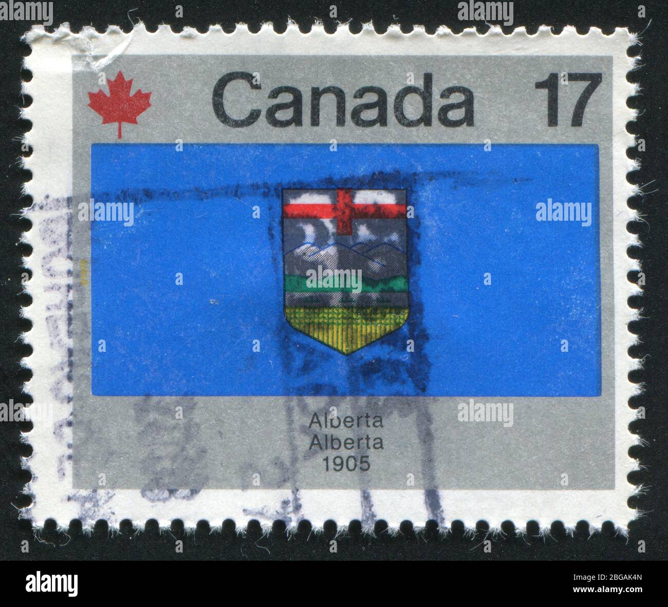 CANADA - CIRCA 1979: Designs: Provincial and Territorial flags. Alberta ...
