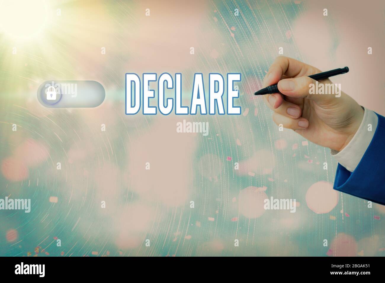 Text sign showing Declare. Business photo text make known or state ...