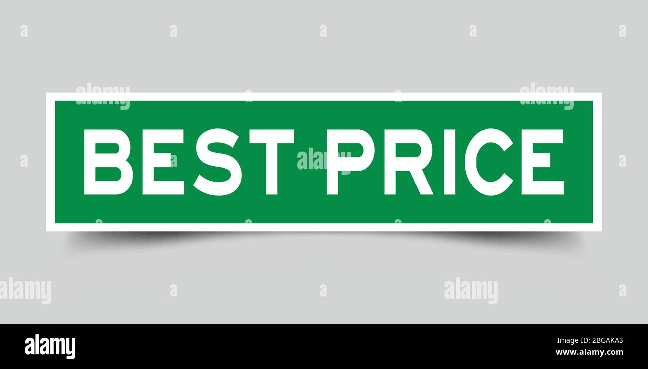 Green color label sticker in word best offer on gray background Stock ...