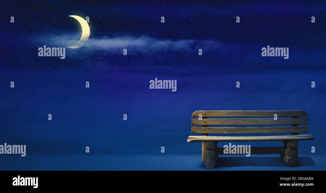 Nightscape illustration with moonlight Stock Photo - Alamy