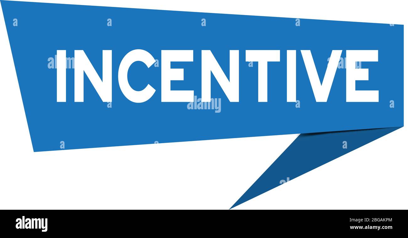 Blue paper speech banner with word incentive on white background ...