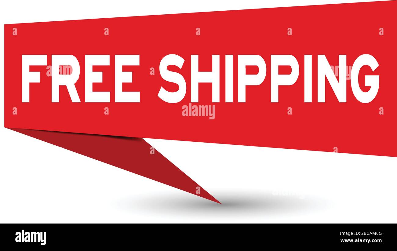 paper speech banner with word free shipping on white background (Vector ...