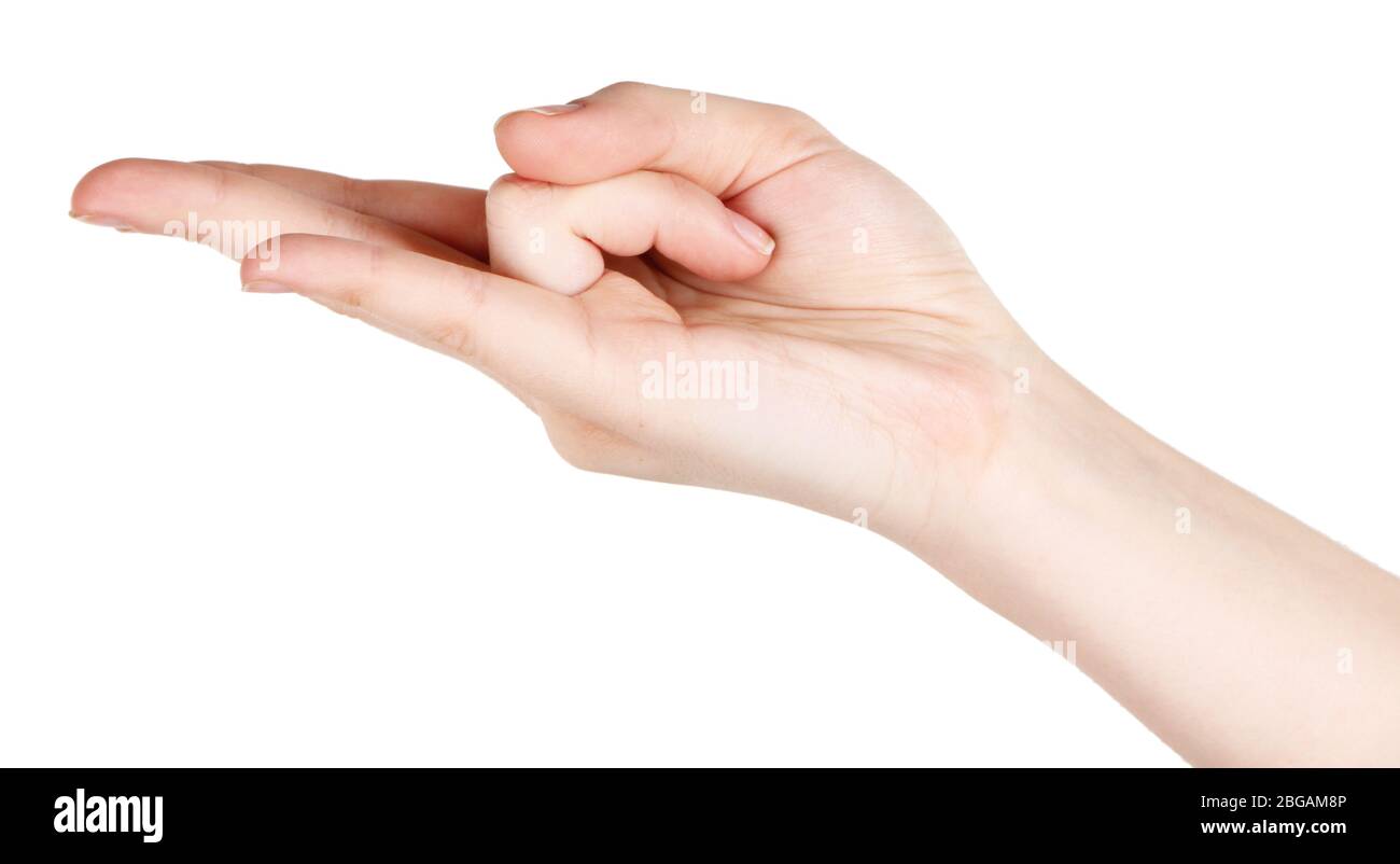Hand yoga gesture isolated on white Stock Photo - Alamy