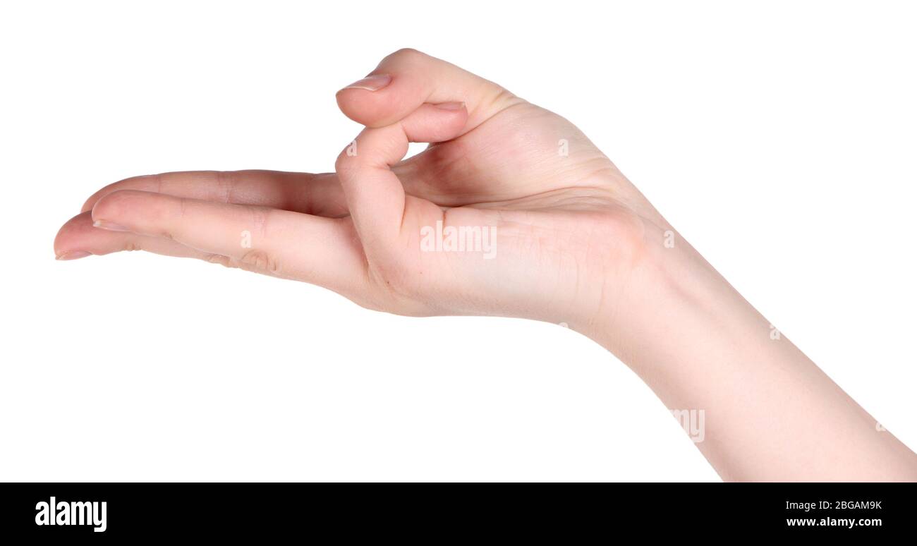 Hand yoga gesture isolated on white Stock Photo - Alamy