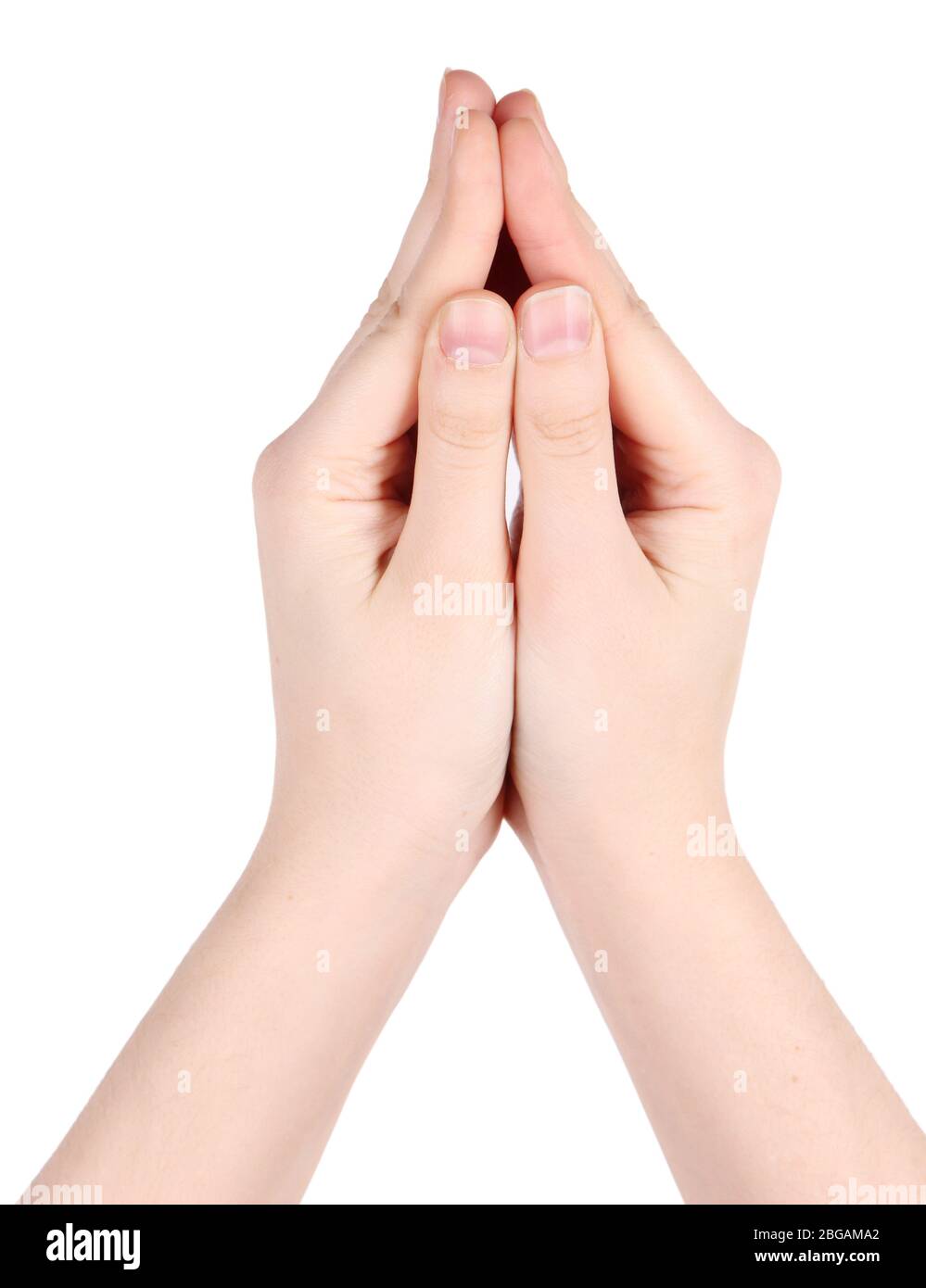 Hand yoga gesture isolated on white Stock Photo - Alamy