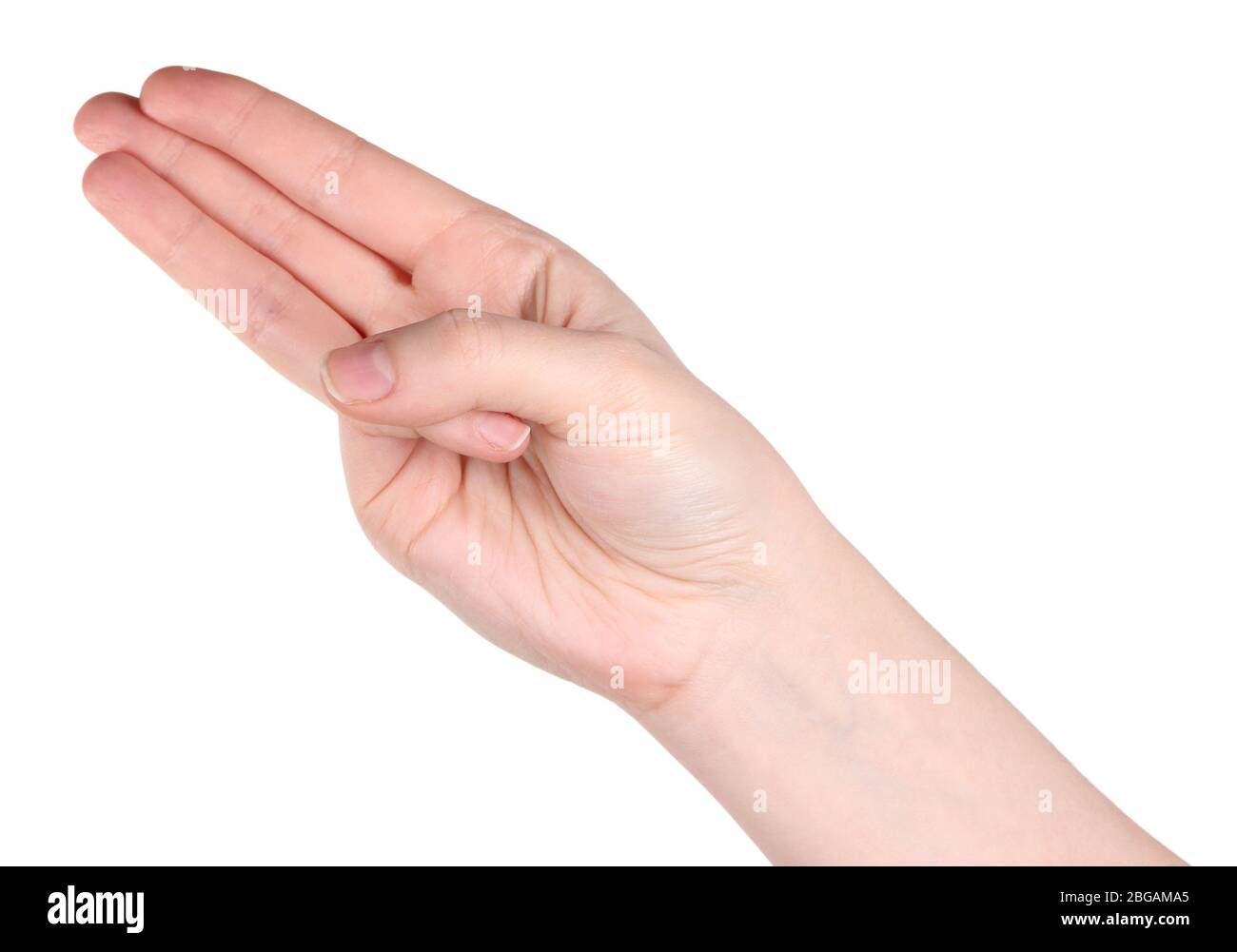 Hand yoga gesture isolated on white Stock Photo - Alamy