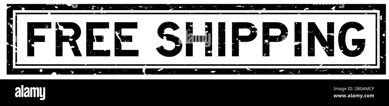 Grunge black free shipping word square rubber seal stamp on white ...