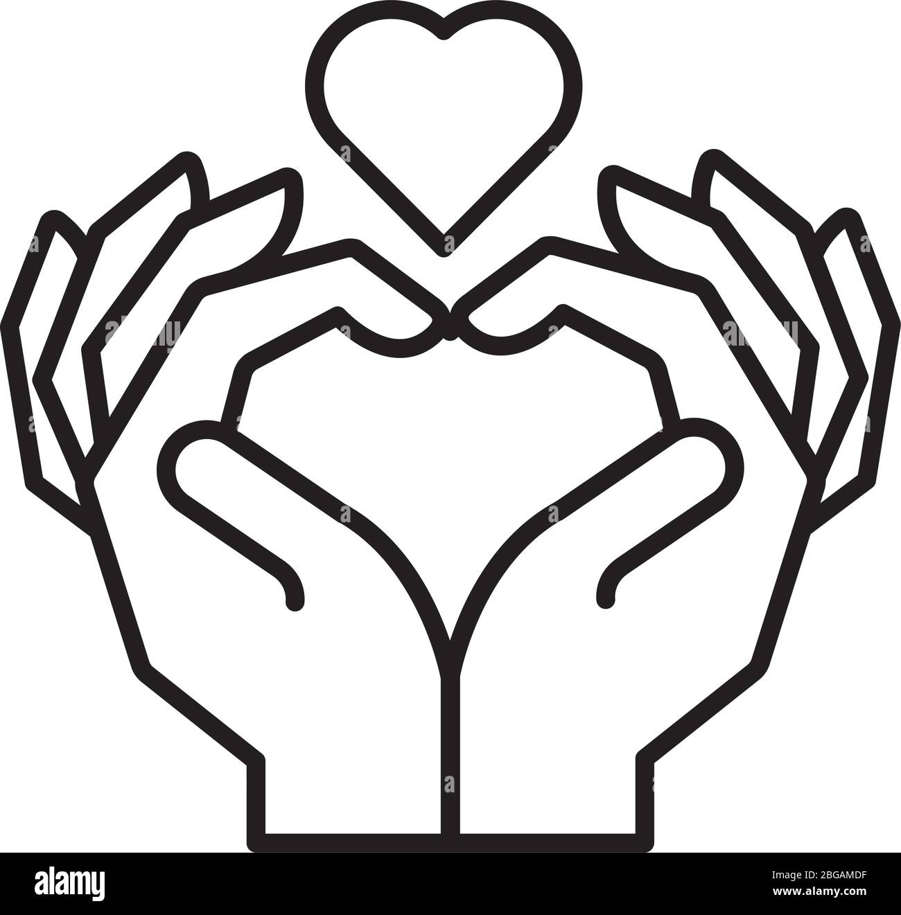 hands human lifting heart solidarity line style Stock Vector Image ...